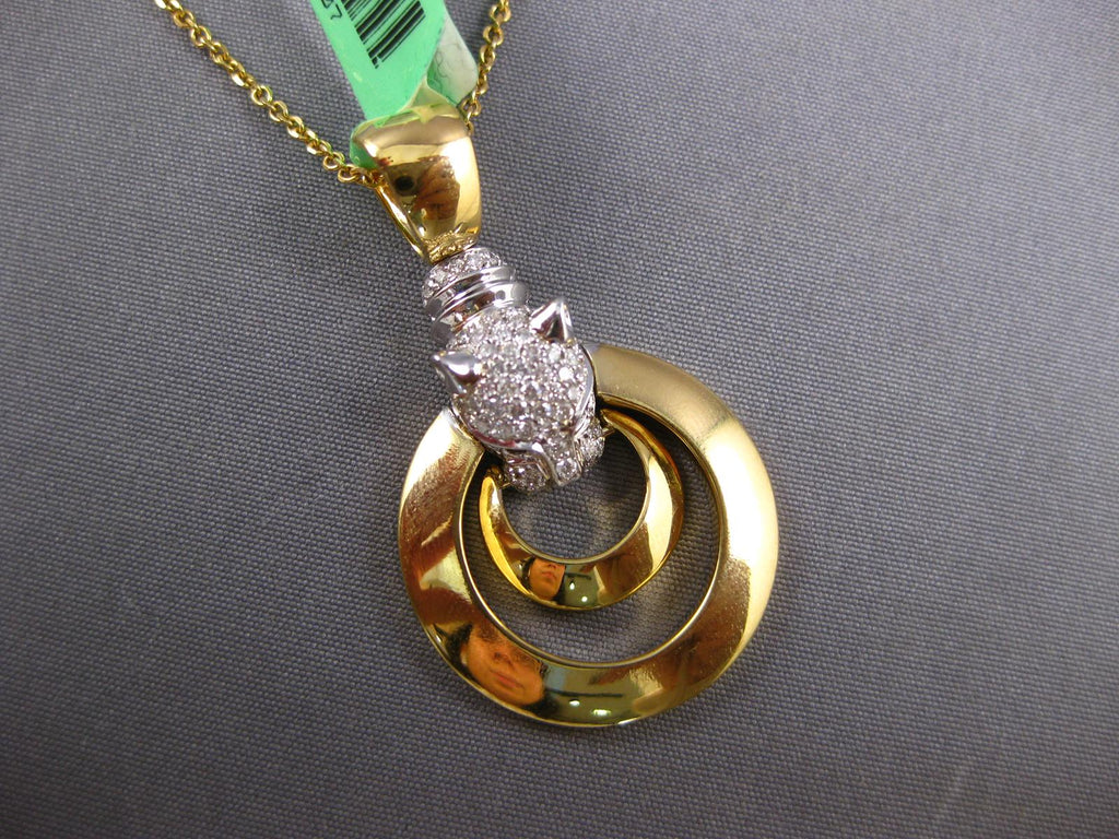 LARGE .52CT WHITE & BLACK DIAMOND 18K 2 TONE GOLD HAPPY PANTHER FLOATI ...